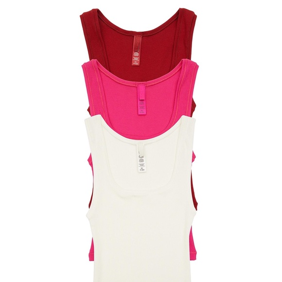 SKIMS | Tops | Brand New Skims Womens Red Soft Lounge Cotton Rib Tank ...